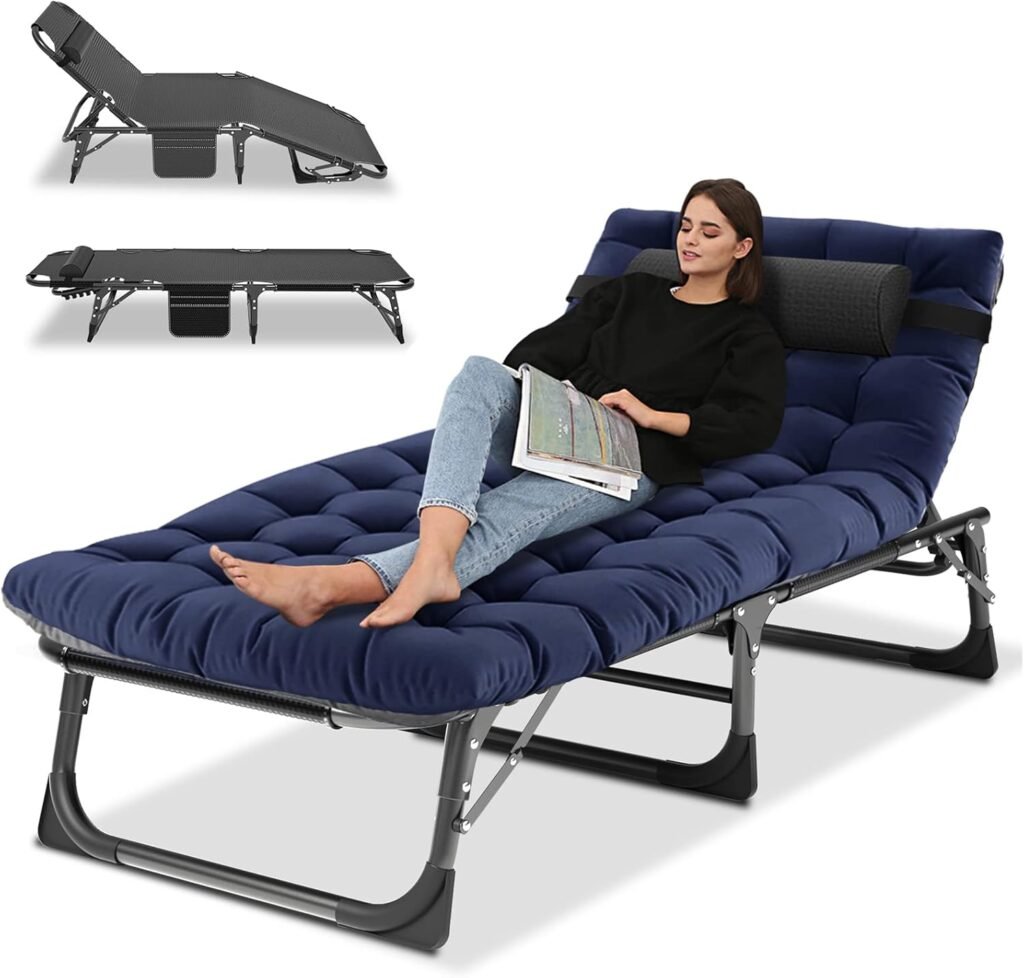 Portable Folding Camping Cot, Adjustable 4-Position Adults Reclining ...